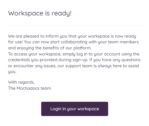 How to create a Mochadocs Workspace?
